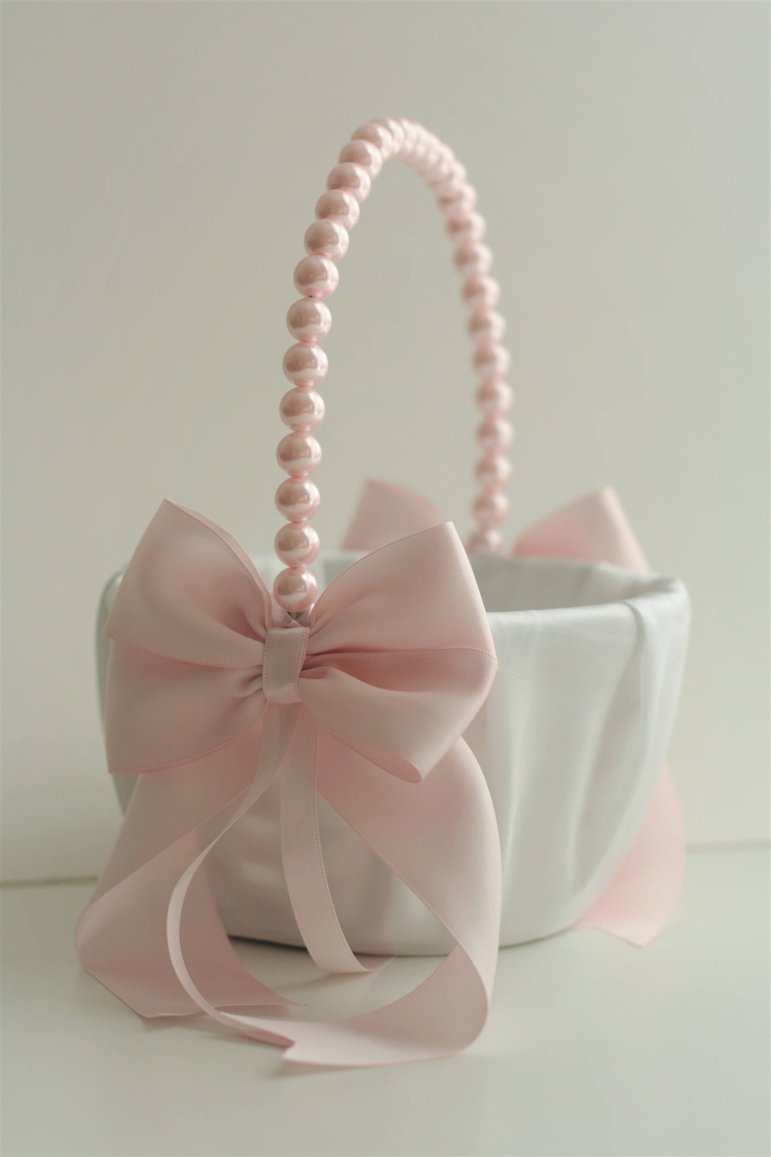 Pink Wedding Basket / Pink Flower Girl Basket / Blush Pink Basket ...