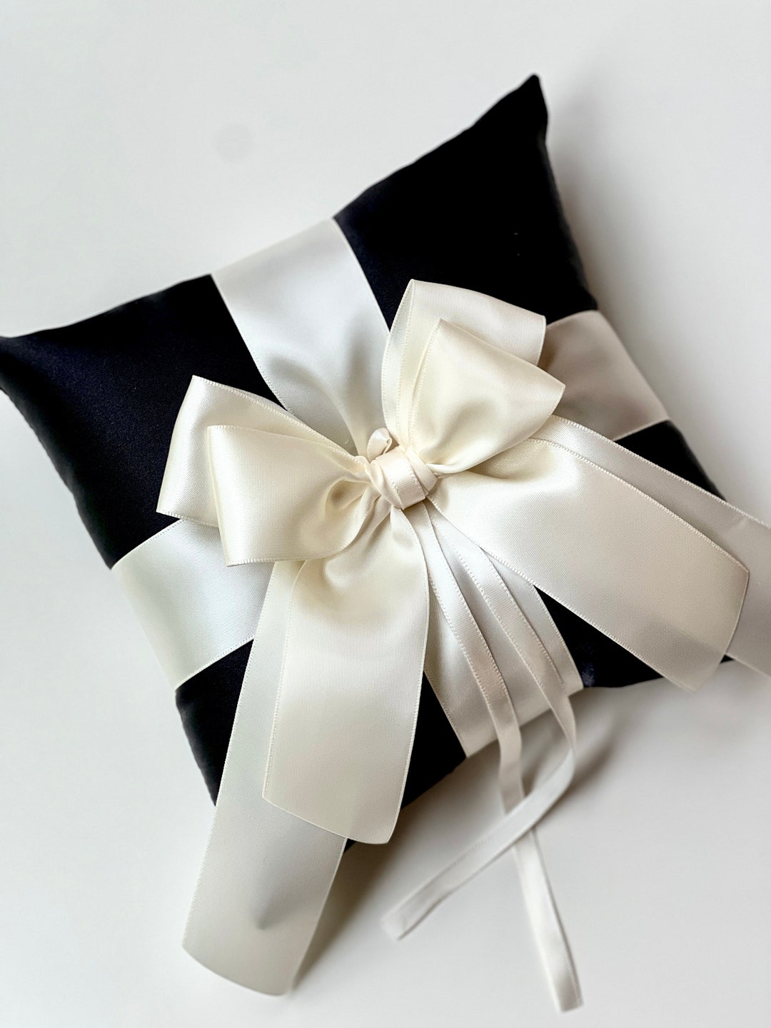 Ring Bearer Pillow Black Ivory Wedding Ring Pillow Black Ring Pillows ...