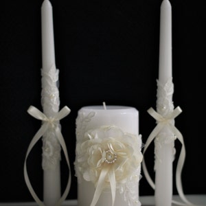 Ivory Unity Candles, Unity Candle Set, Ivory Wedding Candles, Ceremony ...