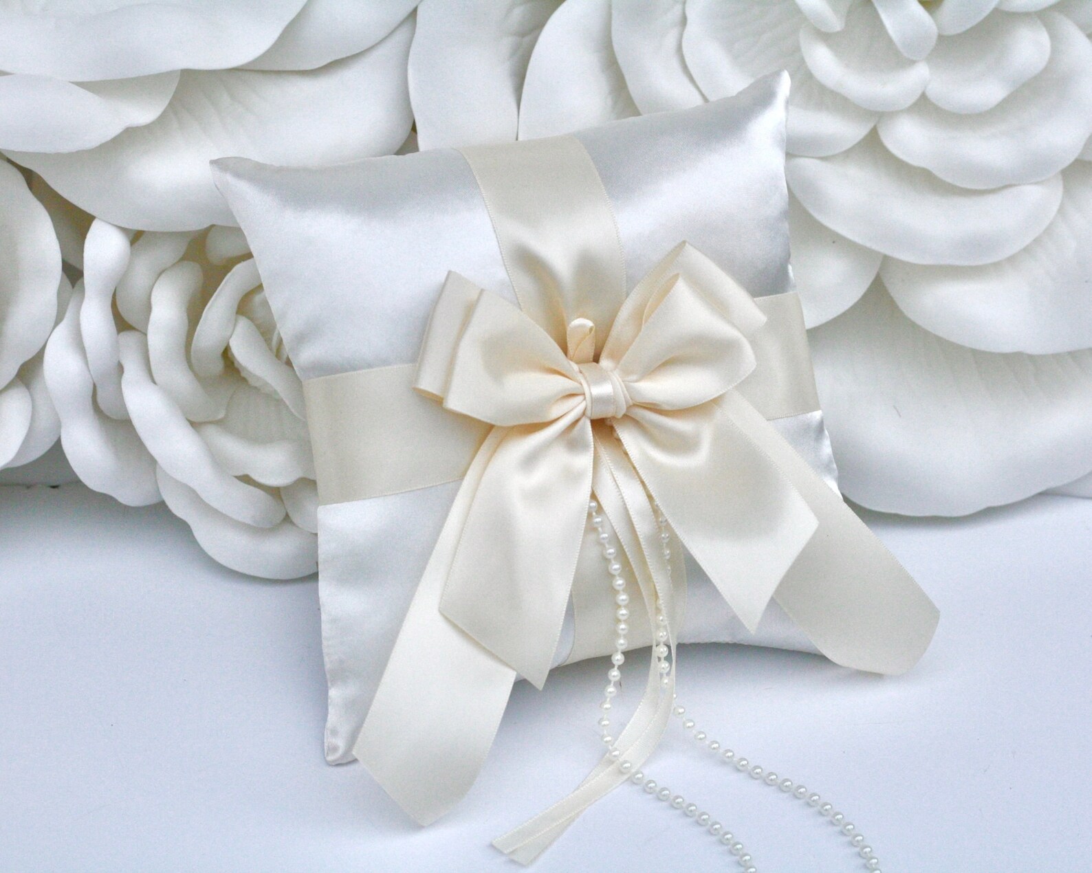 Ring Bearer Pillow Ivory Wedding Pillow, Wedding Ring Pillow, Ivory ...