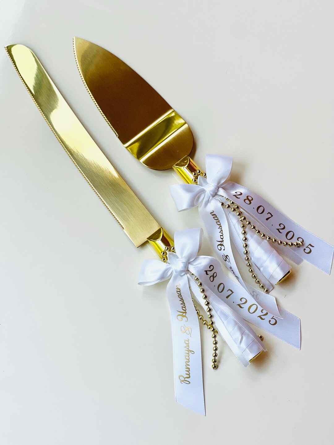 Gold Cake Serving Set White Cake Server Set Gold Wedding Cake Cutting ...