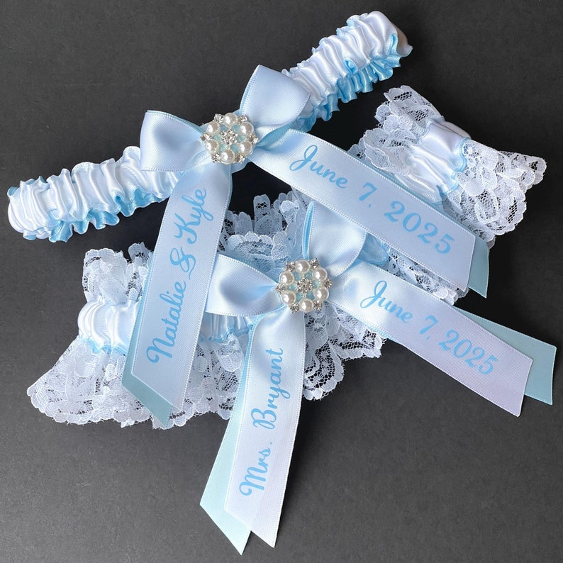Garter Belt Set Bridal Lingerie Wedding Bridal Shower Gift Blue Wedding ...