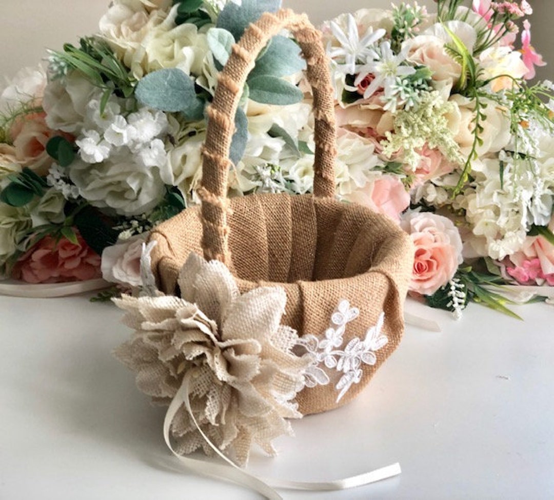 Rustic Flower Girl Basket, Rustic Wedding Basket, Rustic Flower Basket ...