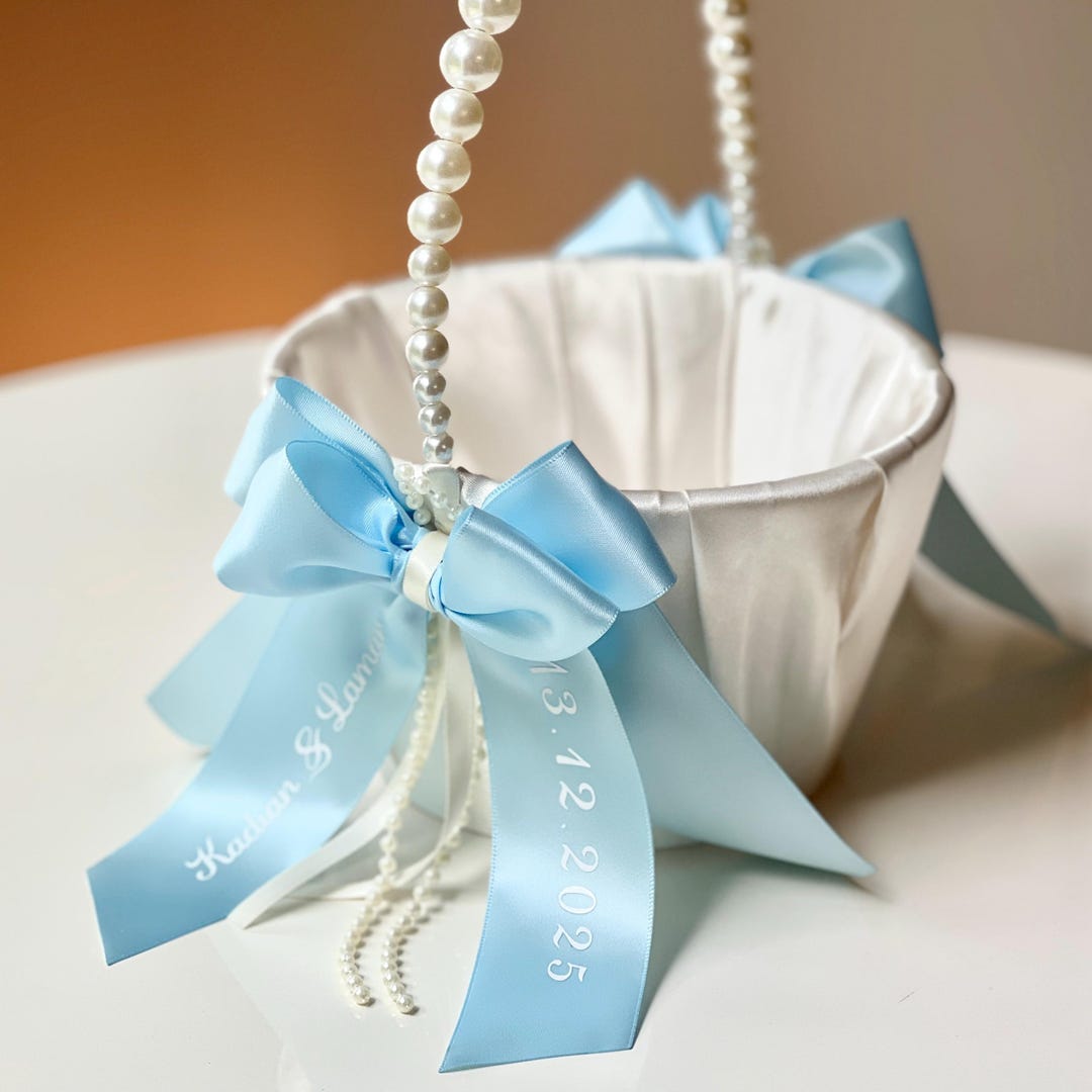 Sky Blue Flower Girl Basket Light Blue Wedding Basket Baby Blue Basket ...