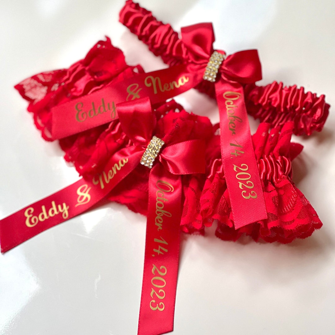 Wedding Garters for Brides Red Bridal Garter Set, Prom Garters for ...