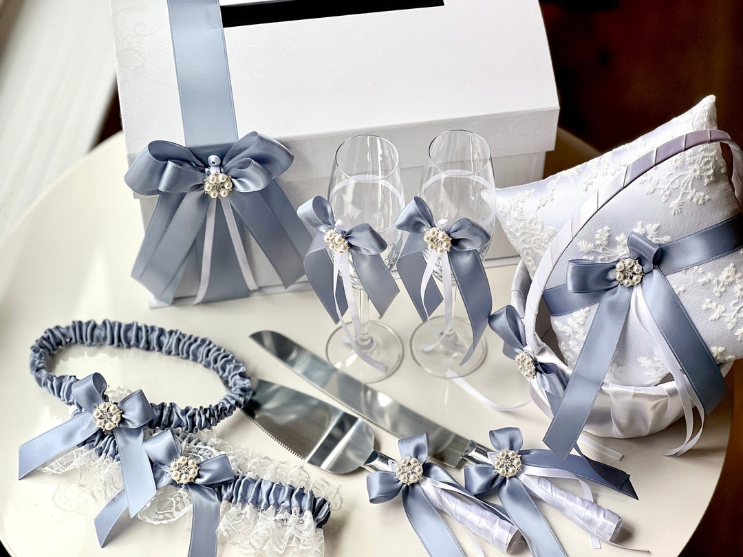 Dusty Blue Wedding Accessories, Flower Girl Basket, Ring Bearer Pillow ...