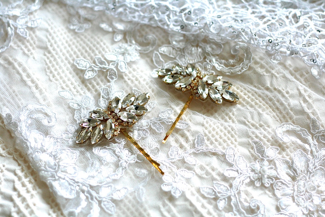 Gold Hair Pins Hair Pin Gold Rhinestone Hair Pin Gold Hair | Etsy