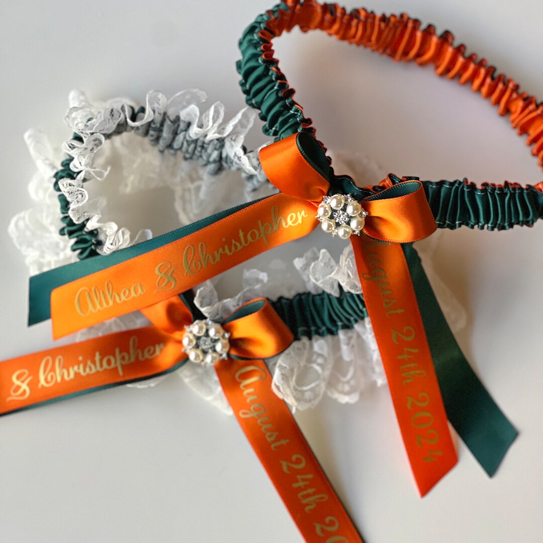 Garter for Bride Orange Wedding Garter Bridal Garter Green Garter Set ...