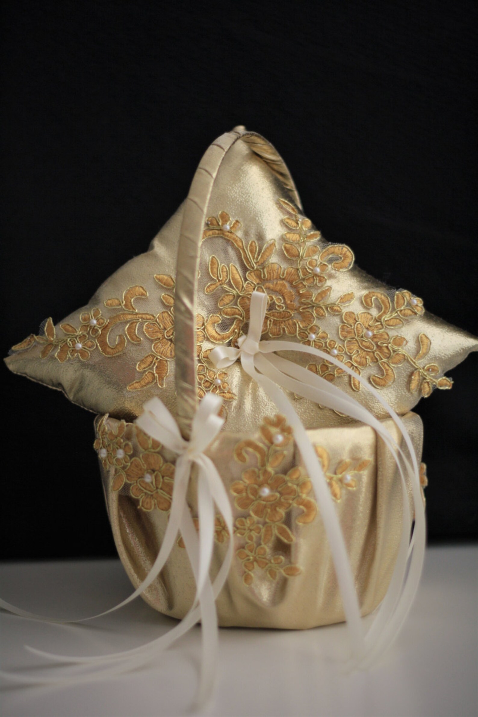 Gold Flower Girl Basket Gold Wedding Basket Flower Girl | Etsy