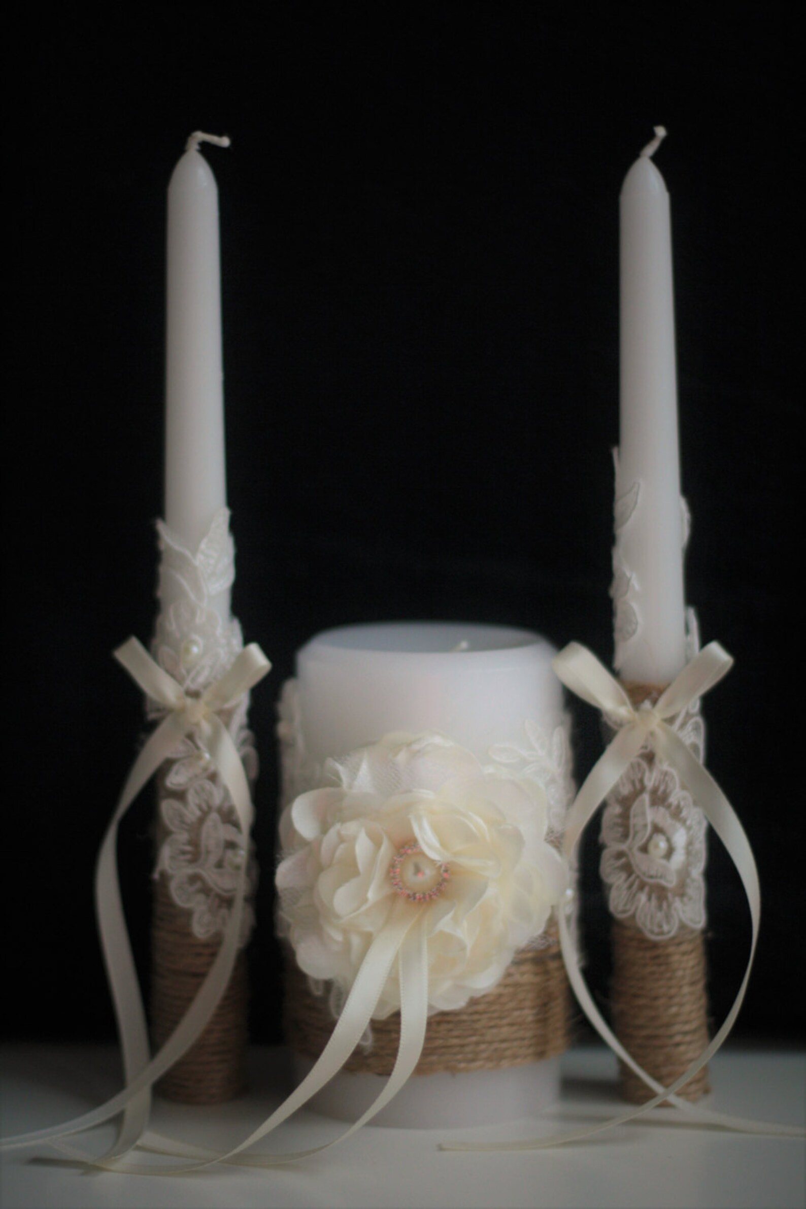 Wedding Unity Candle Set Rustic Wedding Candles Set | Etsy