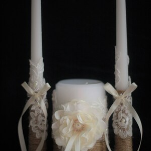 Wedding Unity Candle Set \ Rustic Wedding Candles Set \ Natural Unity ...