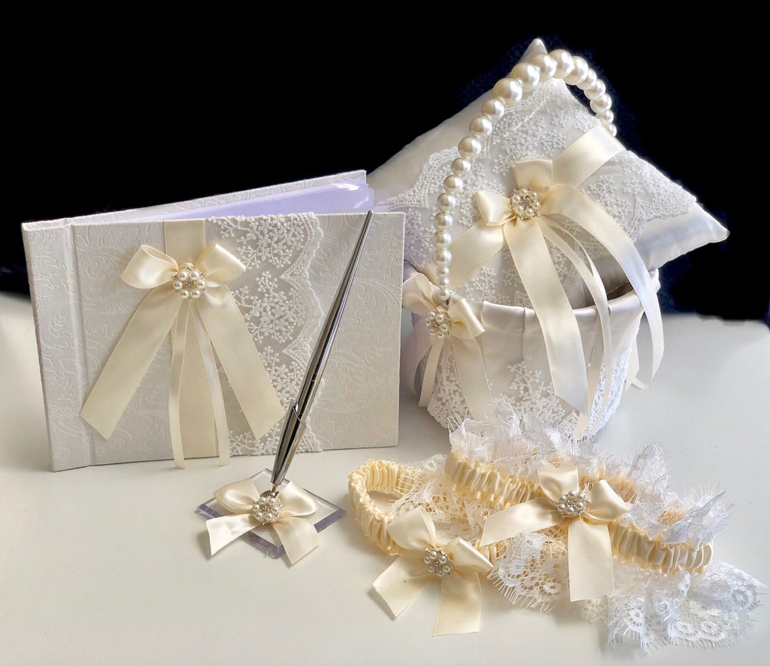 Wedding Guest Book Ivory Guest Book With Pen Wedding Guest - Etsy