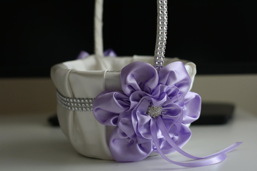 Lavender Flower Girl Basket \ Violet Wedding Baskets, Violet Ring ...