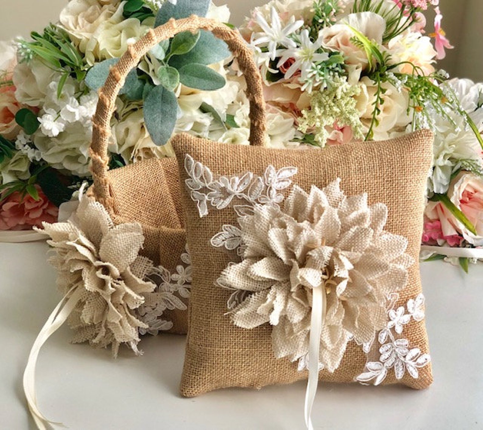 Rustic Flower Girl Basket, Rustic Wedding Basket, Rustic Flower Basket ...