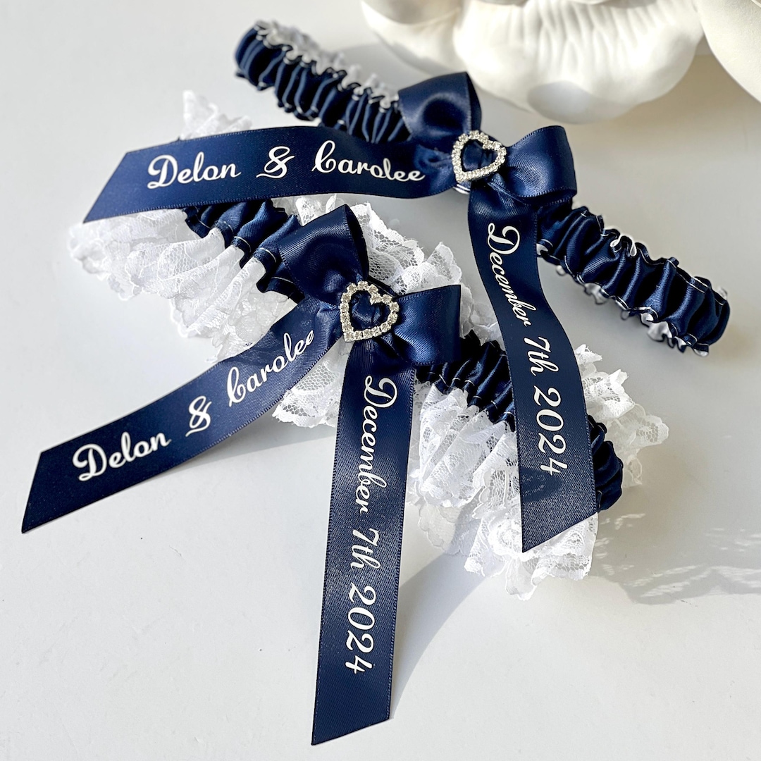 Navy Blue Wedding Garters for Brides Blue Bridal Garter Set Prom ...