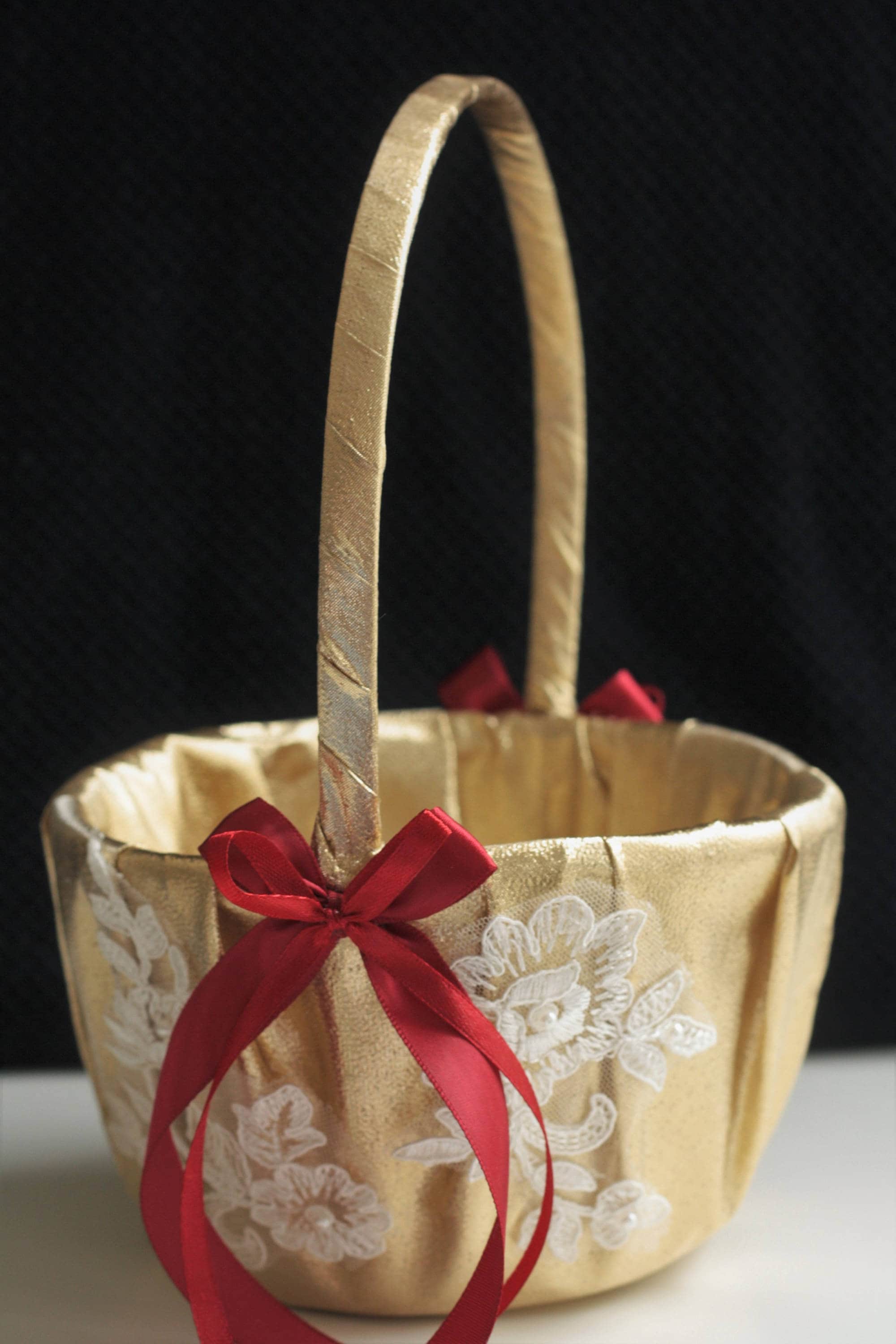 Gold Wedding Baskets Burgundy Ring Bearer Gold Flower Girl - Etsy