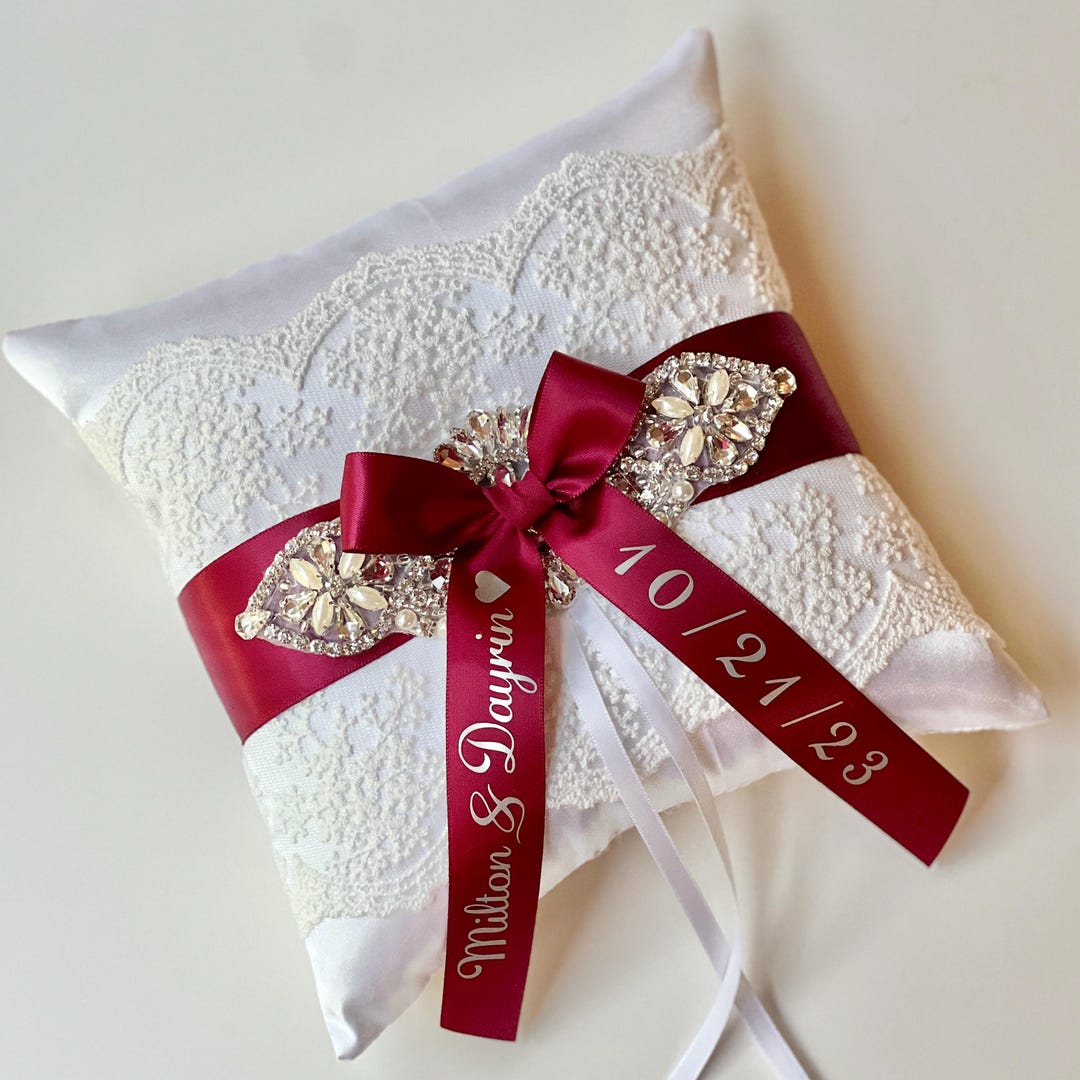 Ring Bearer Pillow Burgundy Ring Pillow Personalized Pillow Custom ...