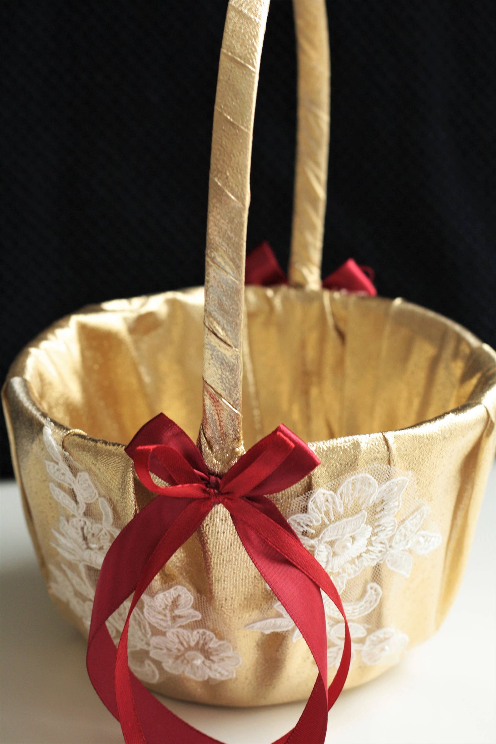 Gold Wedding Baskets Burgundy Ring Bearer Gold Flower Girl | Etsy