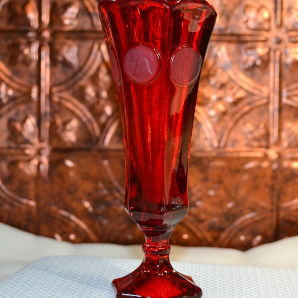 Ruby Red Vase - Etsy
