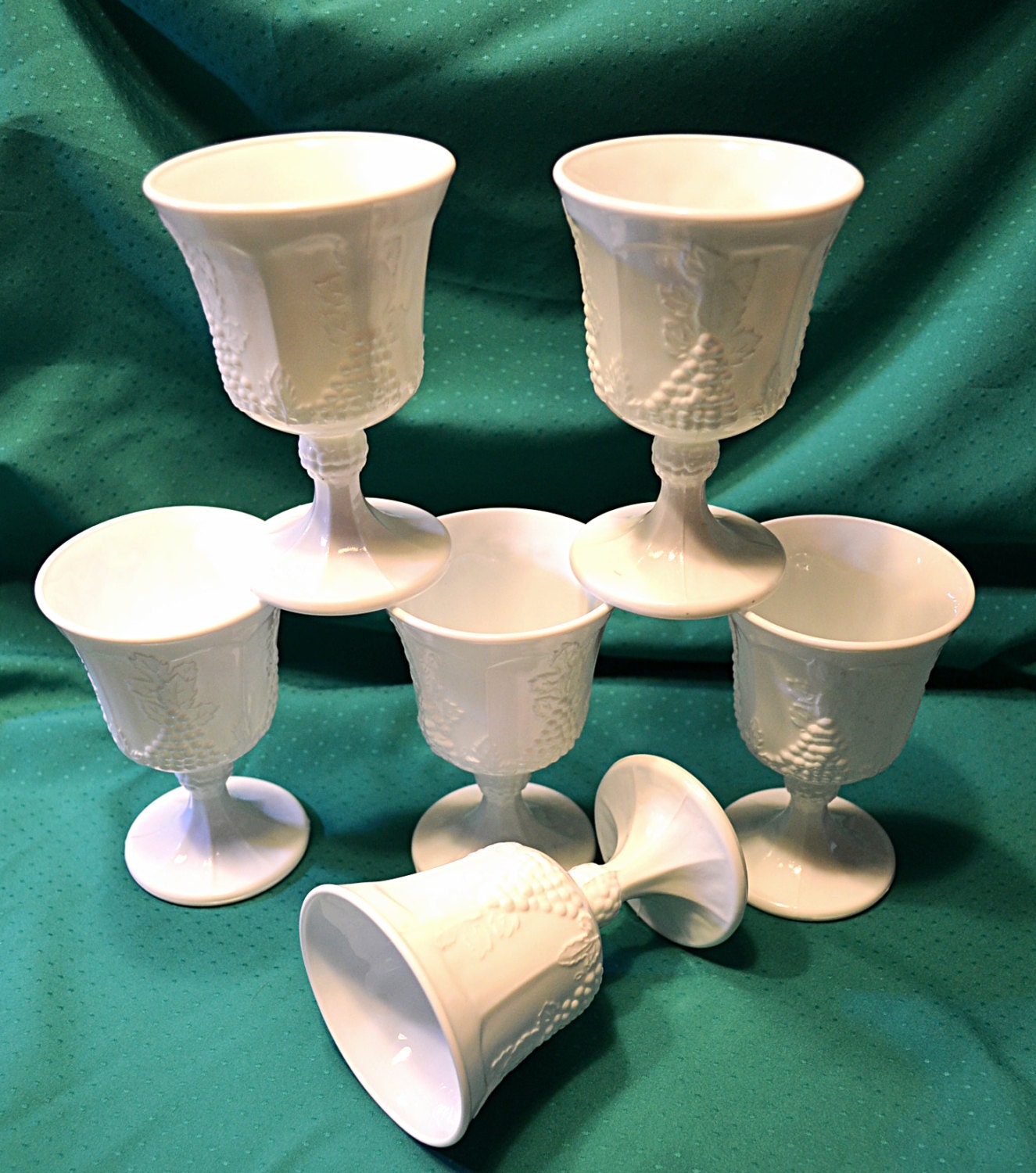 Vintage White Milk Glass Goblets Colony Harvest Goblets | Etsy