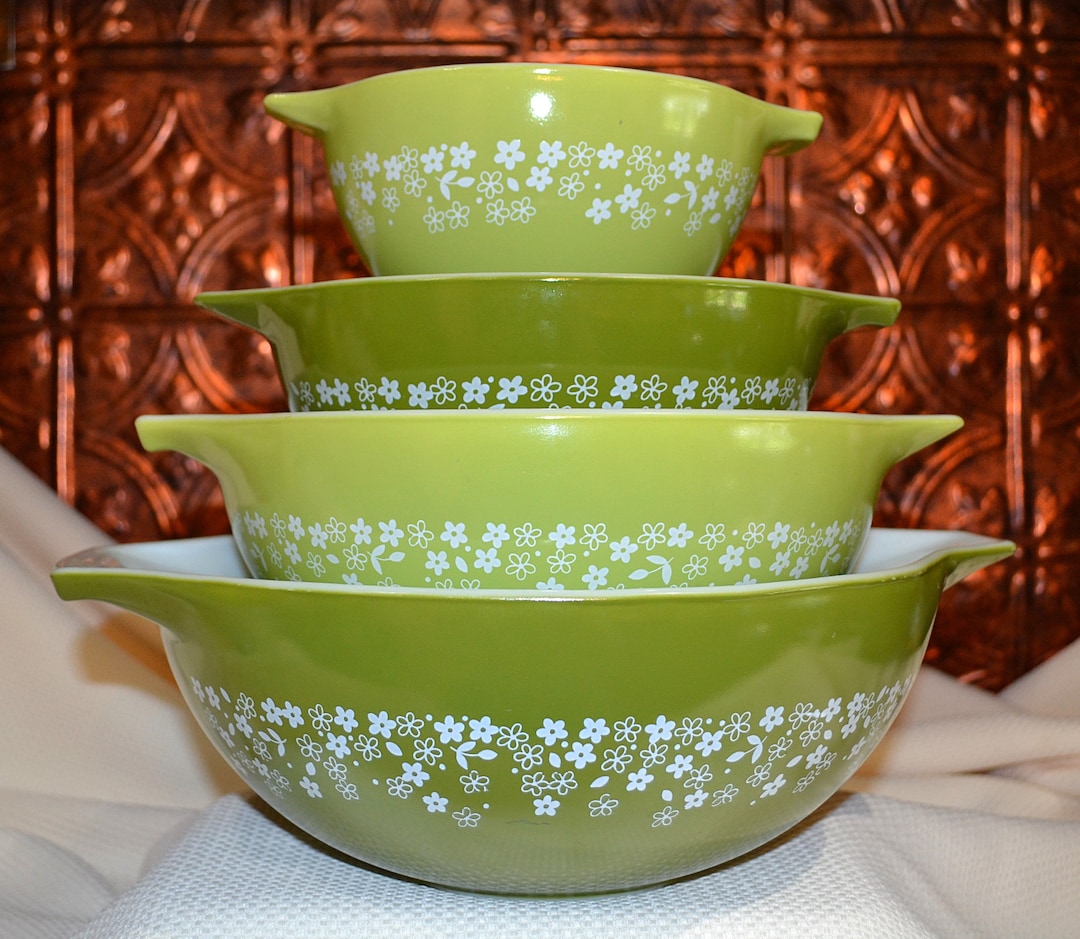 Pyrex Spring Blossom Nesting Bowls, Pyrex Green Mixing Bowls - Etsy
