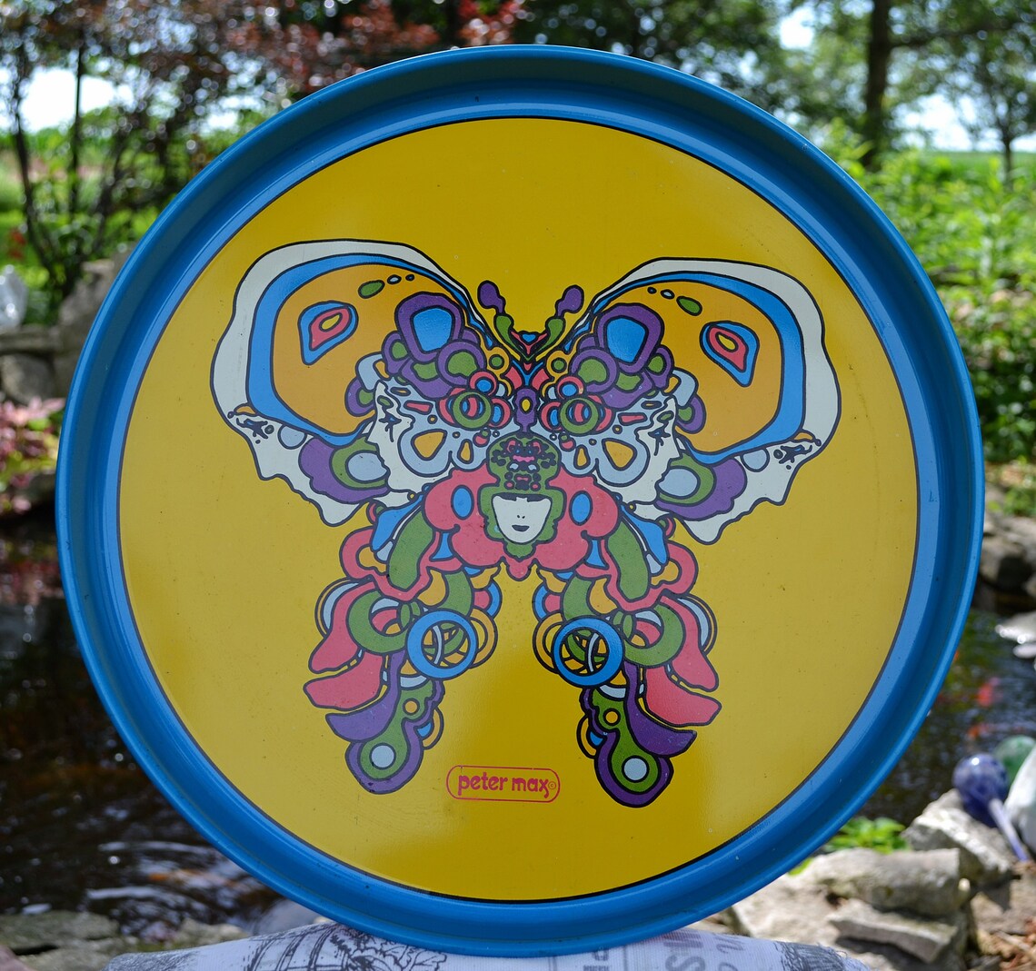 Peter Max Butterfly Tray Peter Max Butterfly Girl Serving - Etsy