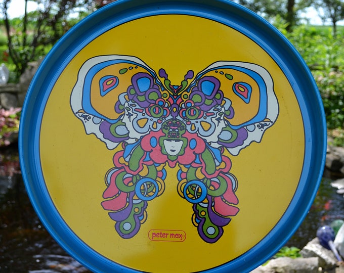 Peter Max Butterfly Tray, Peter Max Butterfly Girl Serving Tray - Etsy