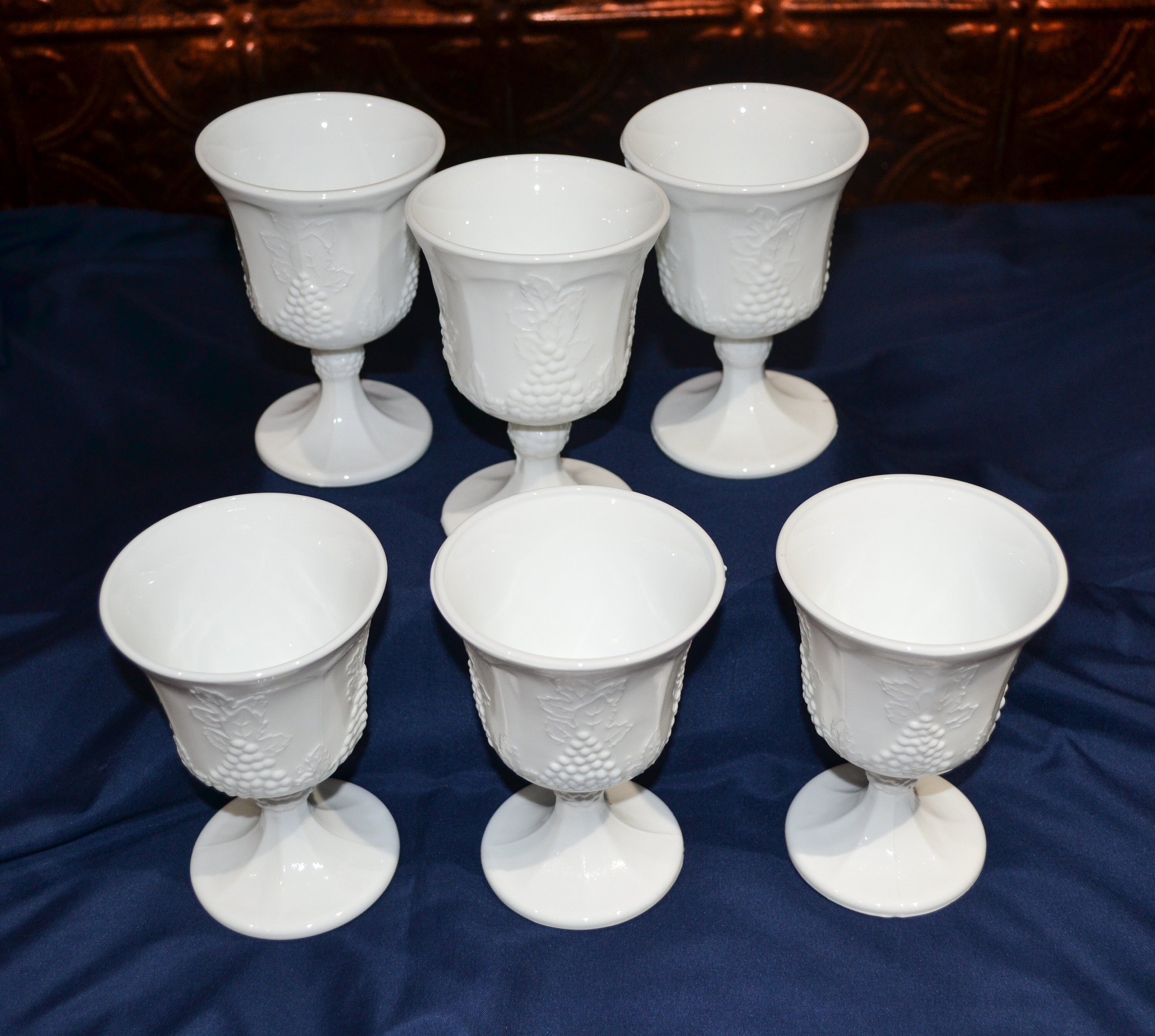 Vintage White Milk Glass Goblets Colony Harvest Goblets | Etsy