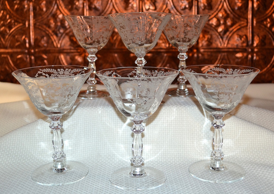 Cambridge Glass Portia Clear Etched Crystal Sherbets, Cambridge Glass ...