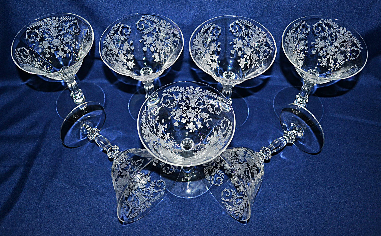 Cambridge Glass Portia Clear Etched Crystal Sherbets