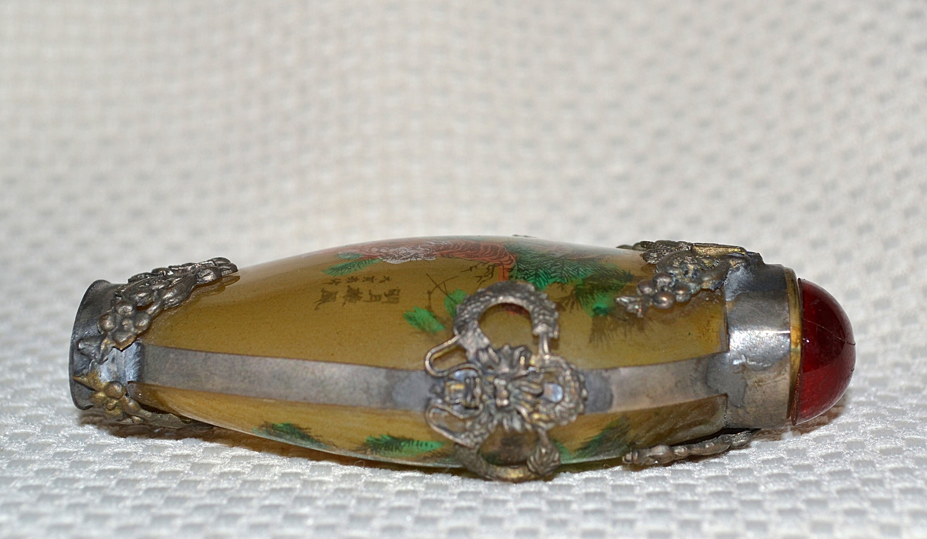 Vintage Reverse Painted Snuff Bottle Painted Tiger Glass - Etsy