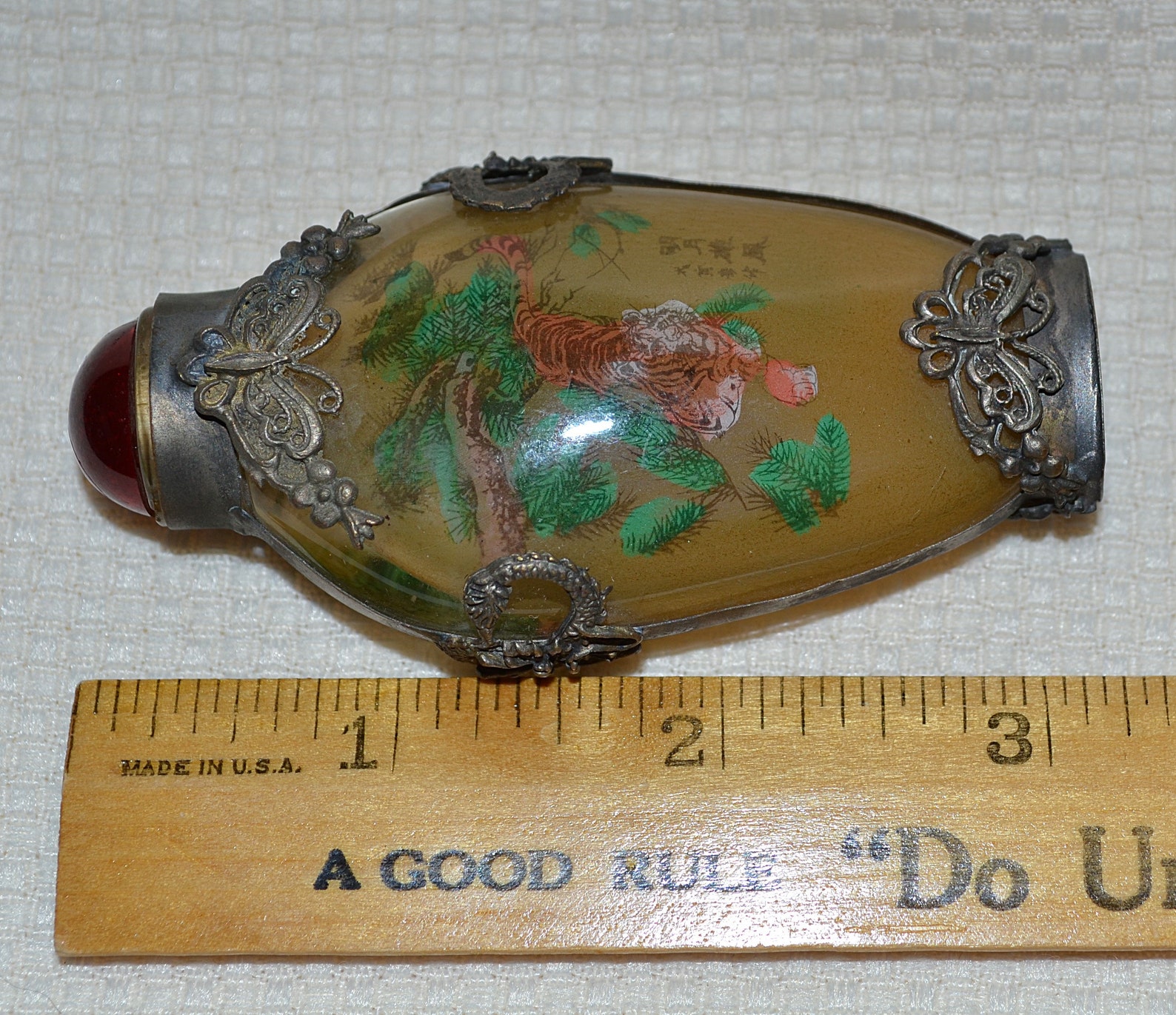 Vintage Reverse Painted Snuff Bottle Painted Tiger Glass - Etsy