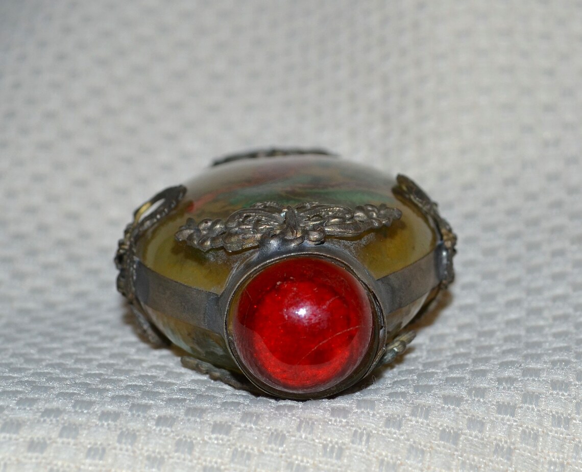 Vintage Reverse Painted Snuff Bottle Painted Tiger Glass - Etsy