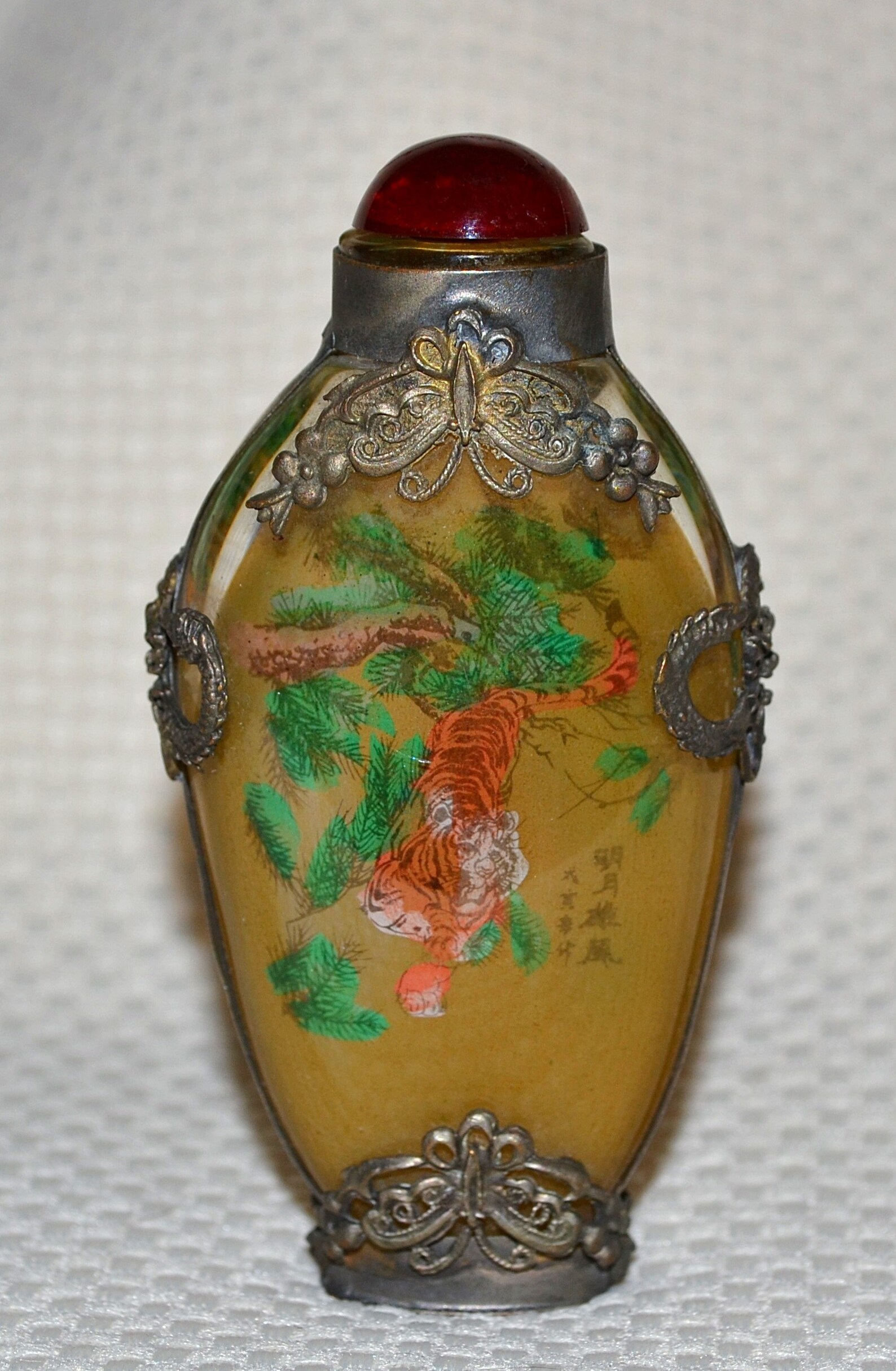 Vintage Reverse Painted Snuff Bottle Painted Tiger Glass - Etsy
