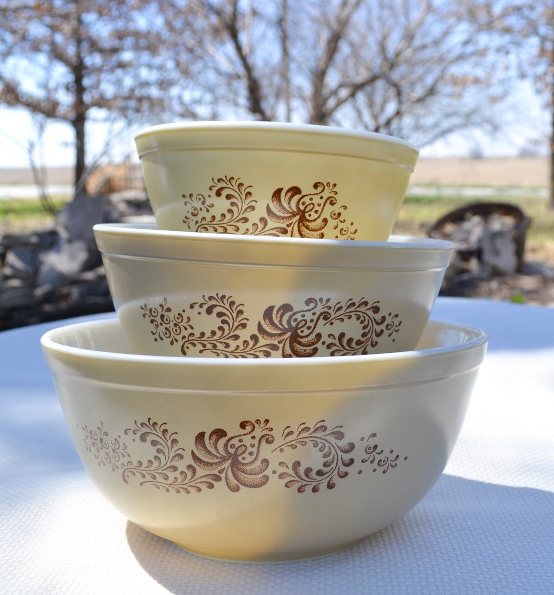 Pyrex Homestead Nesting Bowls, Pyrex Homestead Brown Mixing Bowls ...