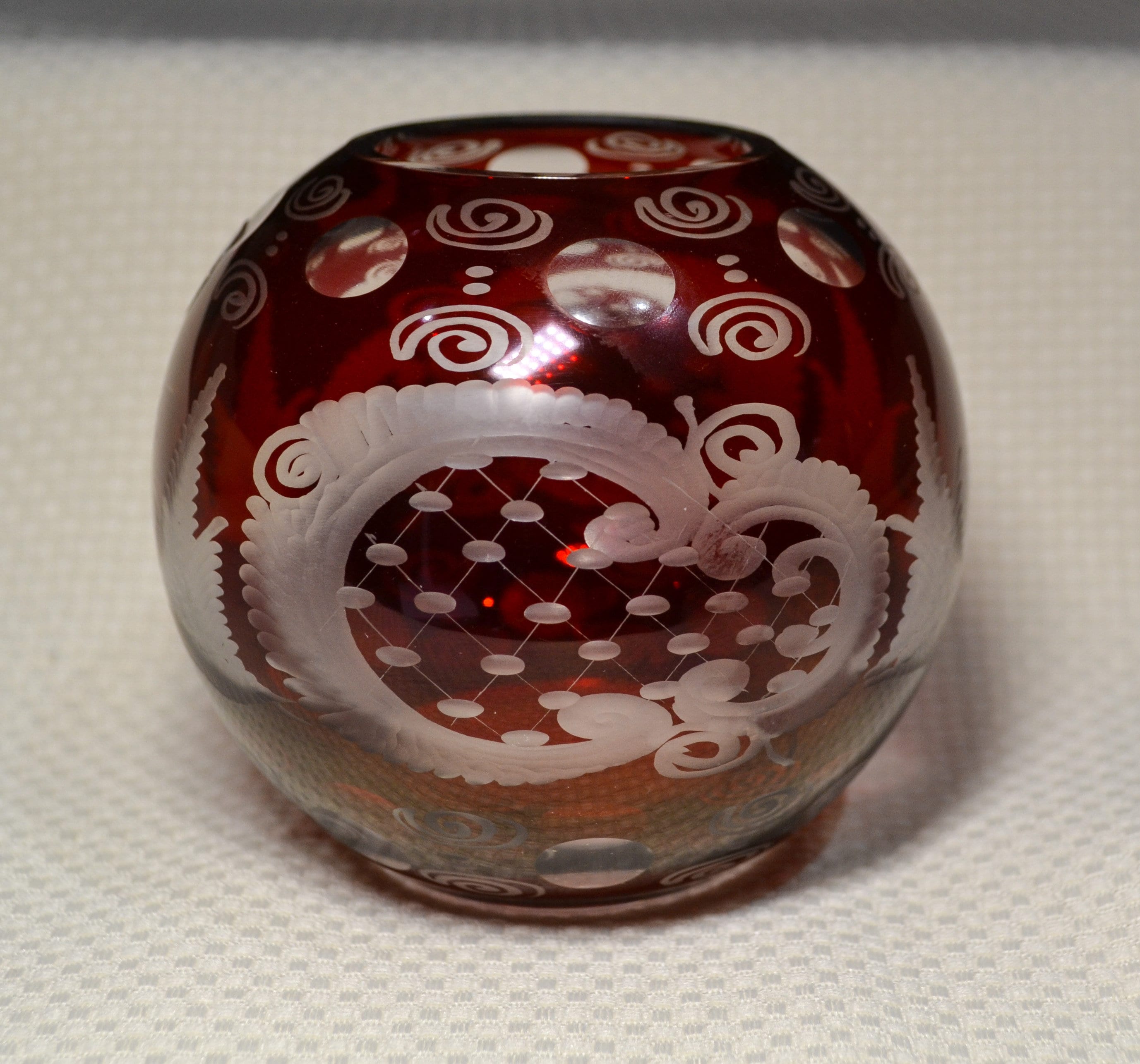 Bohemian Cut to Clear Rose Bowl Bohemian Red Crystal Bowl - Etsy