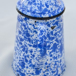 Enamel Swirl Coffee Pot, Cobalt Blue Enamel Small Coffee Pot, Farmhouse ...
