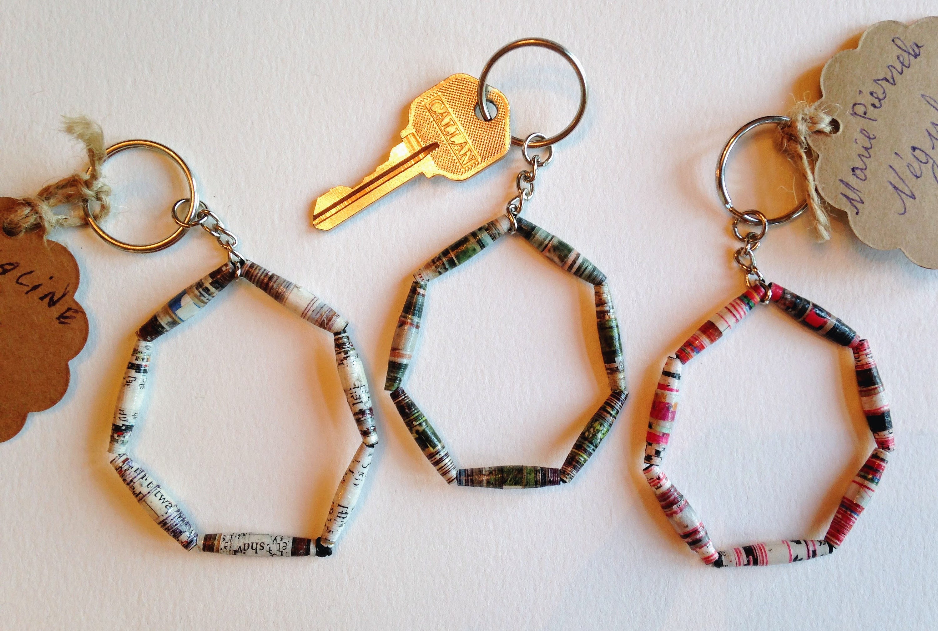 Keychains for Women. Wrist Keychain. Paper Bead Wristlet. - Etsy