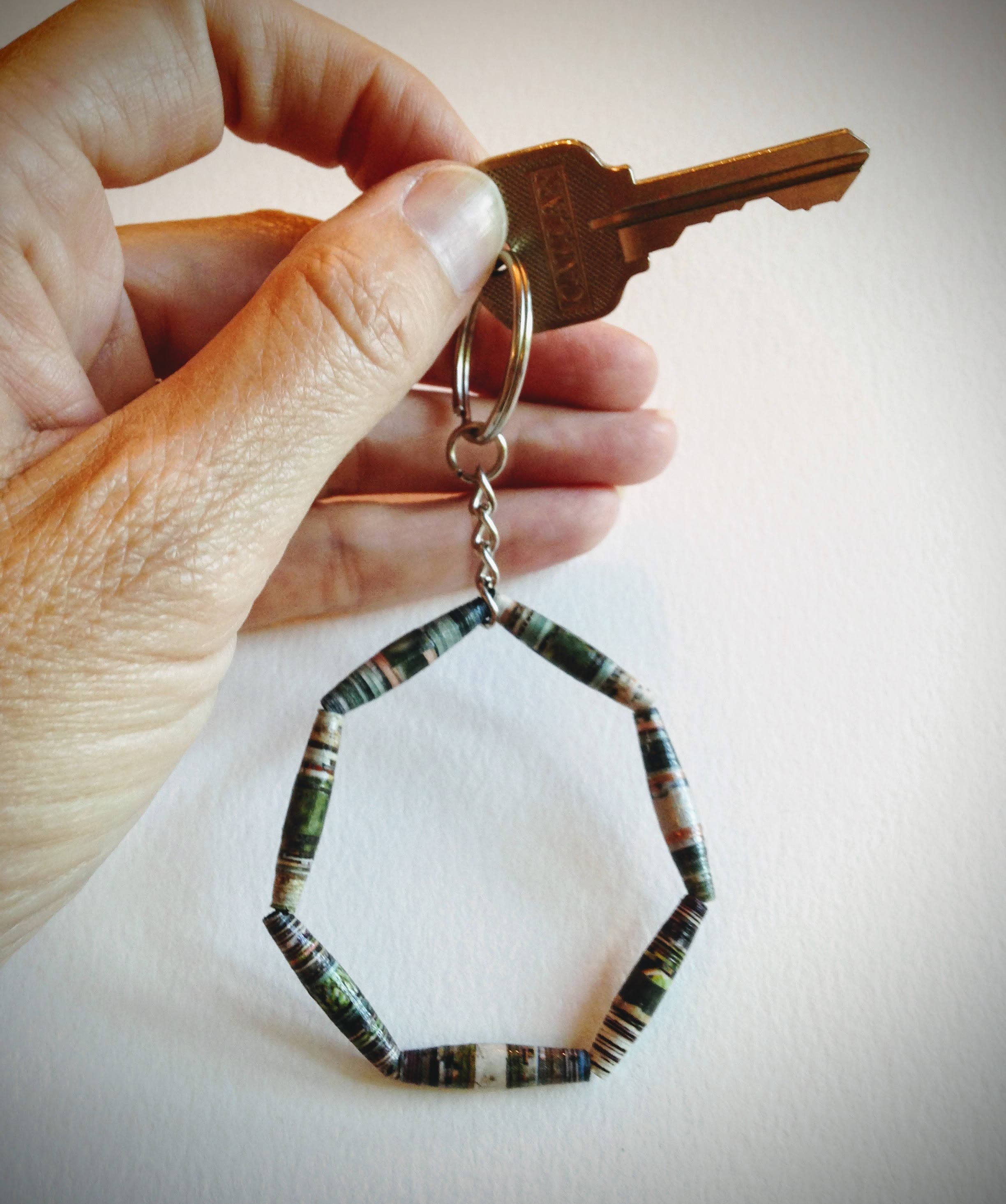 Keychains For Women. Wrist keychain. Paper bead wristlet. | Etsy