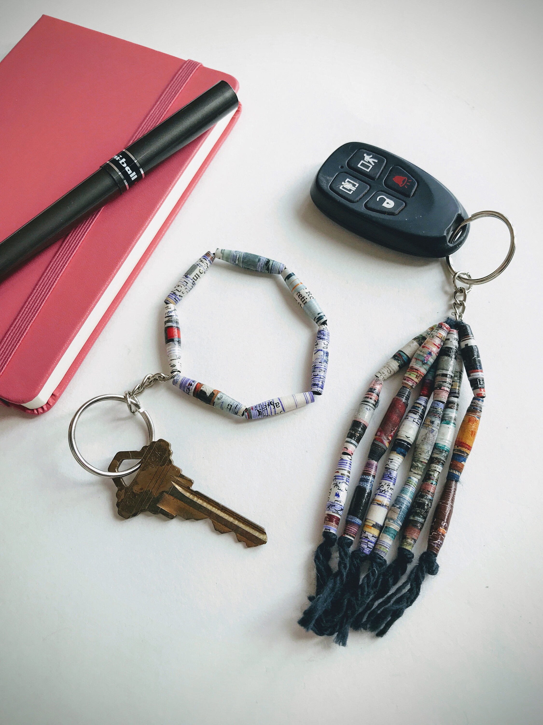 Keychains for Women. Wrist Keychain. Paper Bead Wristlet. - Etsy