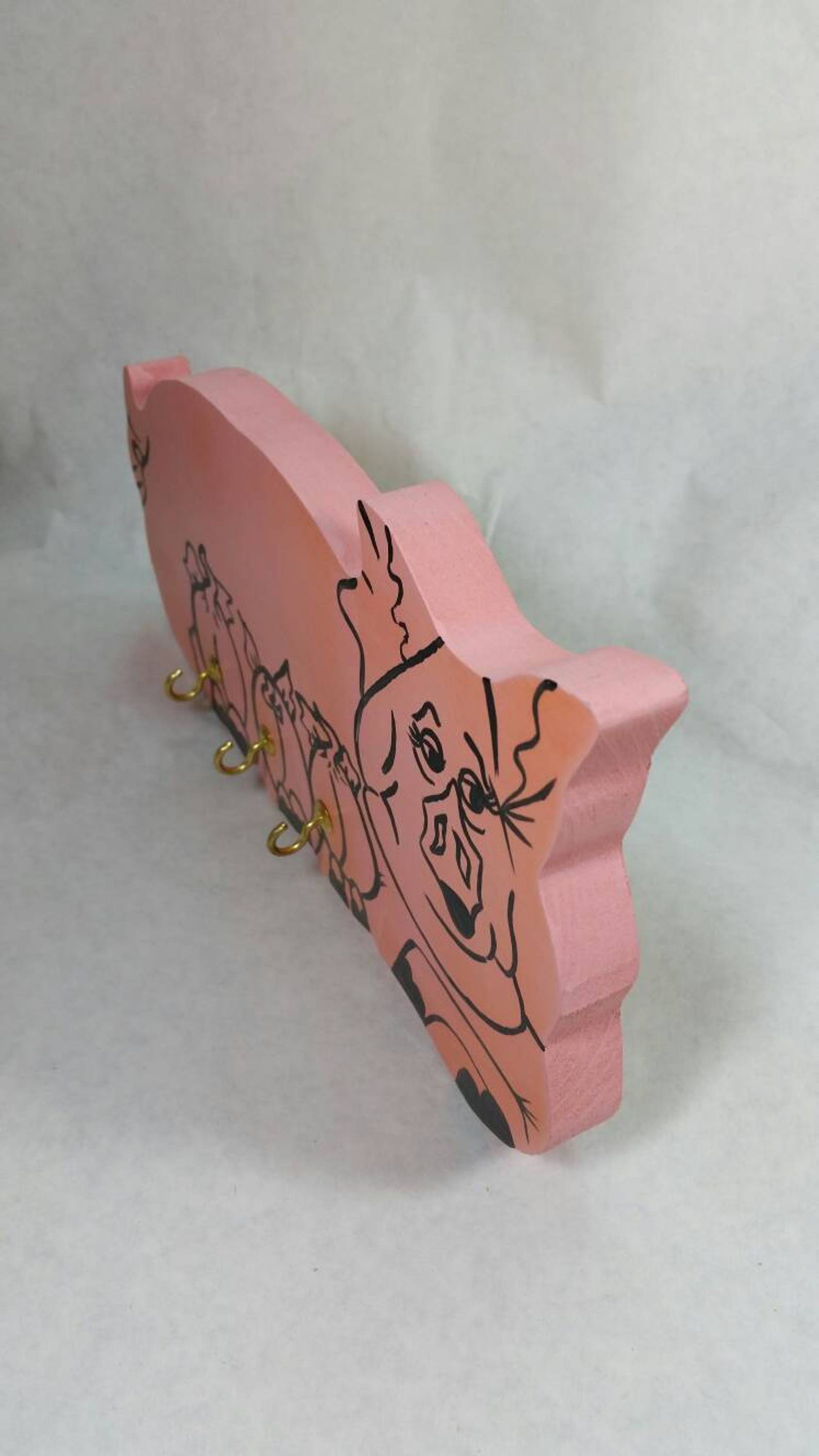 Pig Key Rack Pink Farm House Decor Key Hooks Country - Etsy