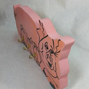 Pig, Key Rack, Pink, Farm House Decor, Key Hooks, Country Style Decor ...
