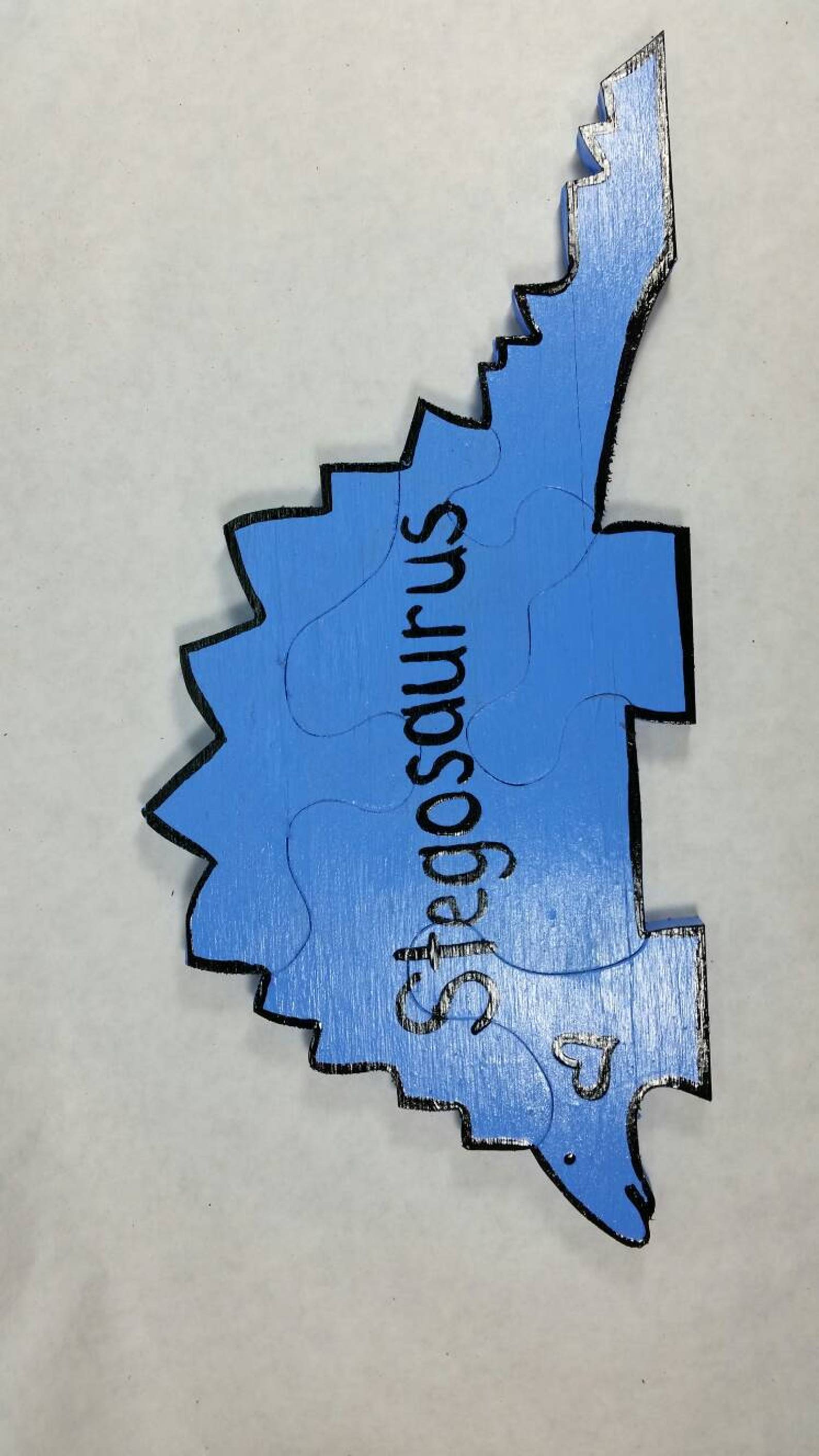 Stegosaurus Wooden Puzzle Hand Painted Puzzle Dinosaur | Etsy