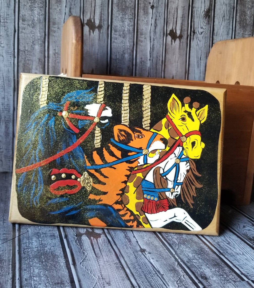 Carousel Storage Box, Horse, Wooden Box W Lid, Baby Shower Gift ...