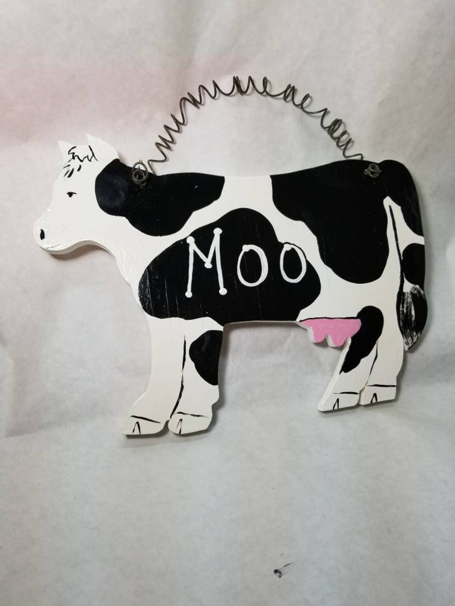 Country Cow Sign Cow Door Hanger Farm Sign Wire Hung Wood - Etsy