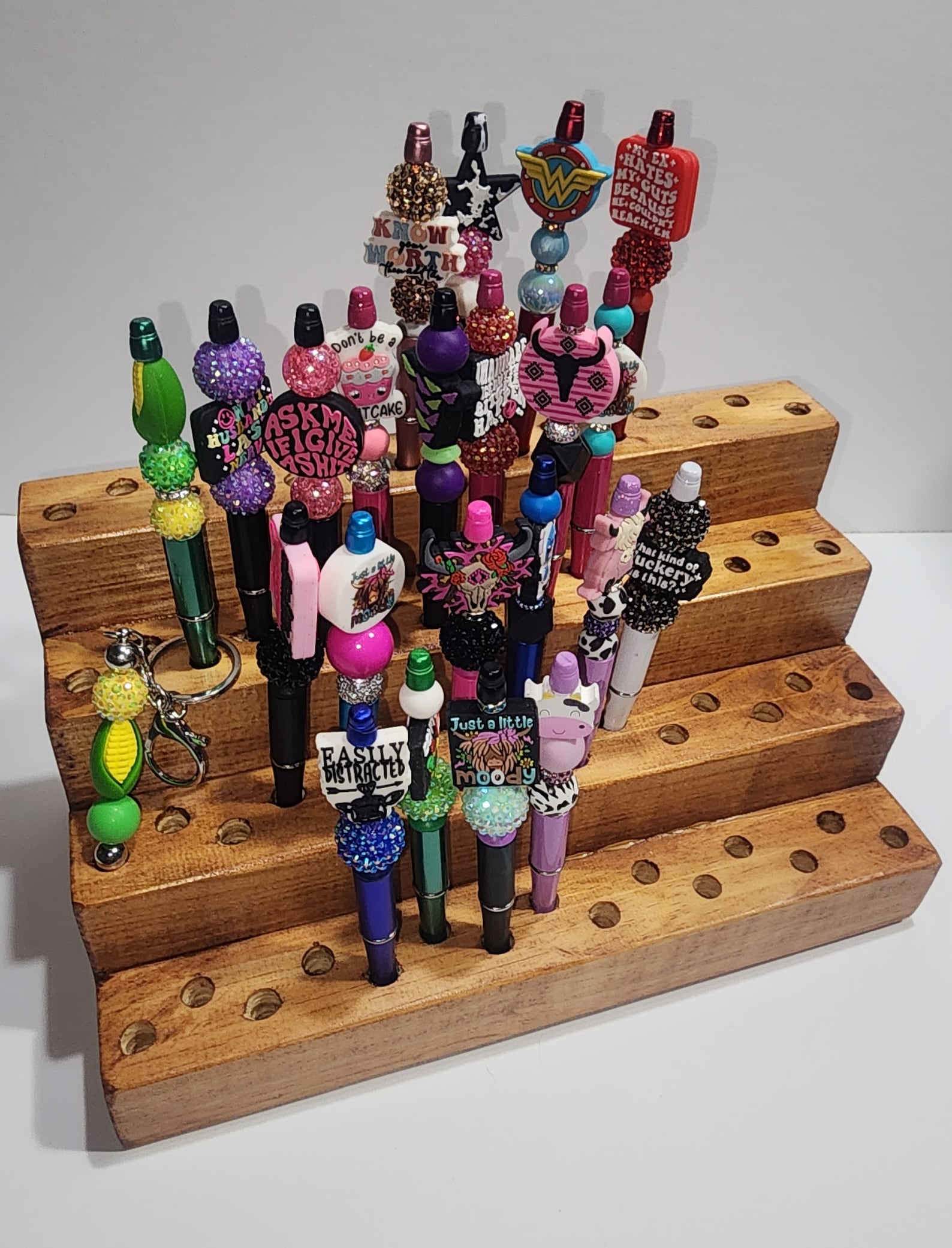 Pen Display, Pen Block, Beaded Pen Case, Stacked Display, Business ...