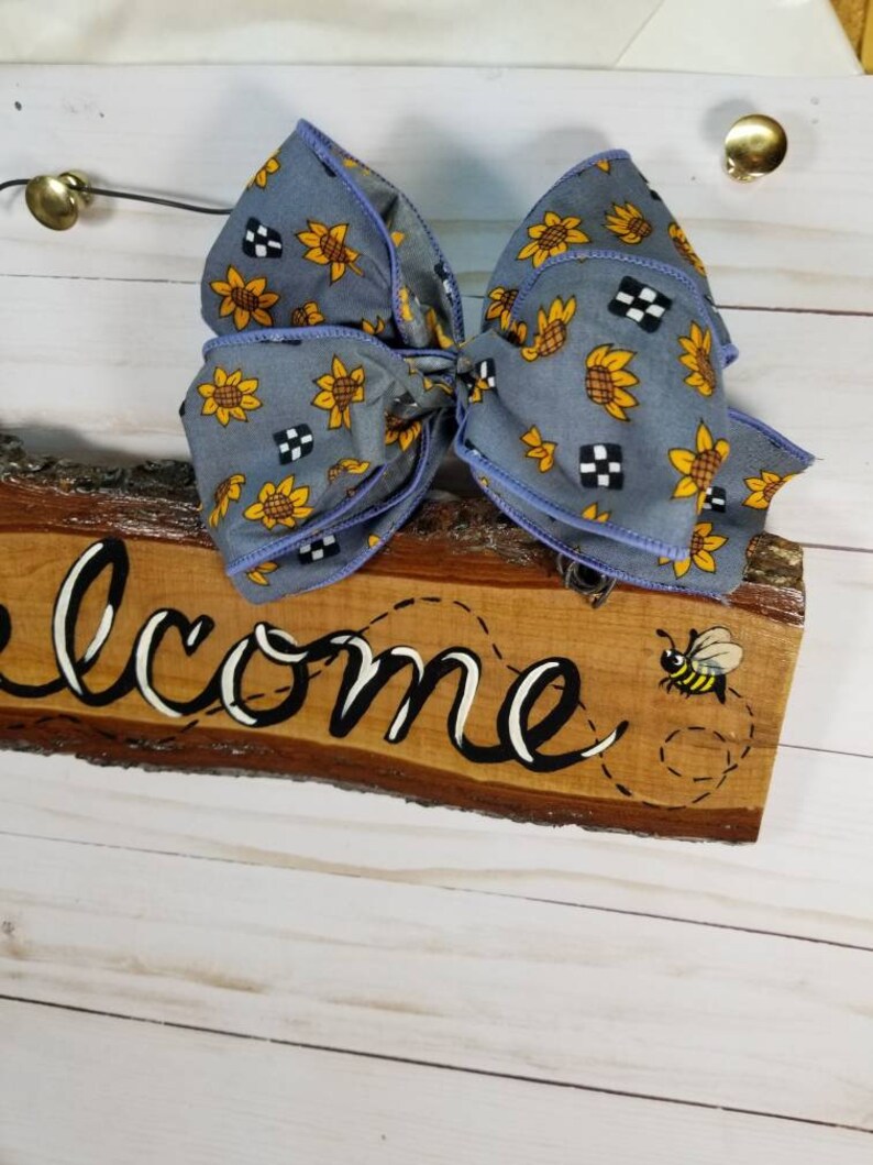 Live Edge Wood Sign Welcome Sunflower Wood and Bark Door - Etsy