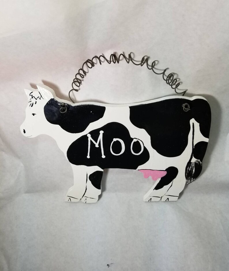 Country Cow Sign, Cow, Door Hanger, Farm Sign, Wire Hung Wood Sign ...