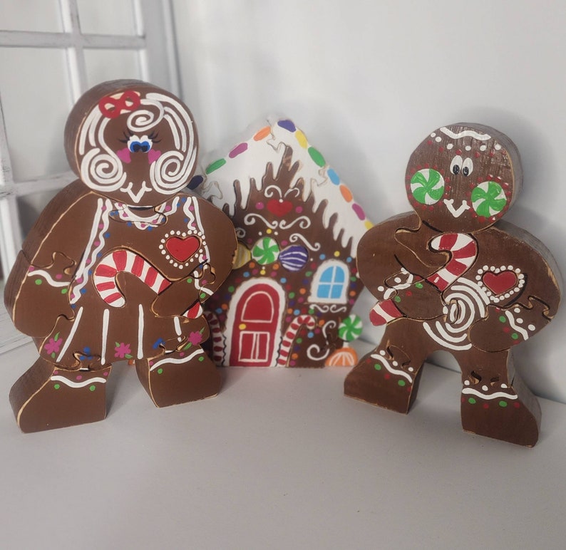 Gingerbread House Gingerbread Man Puzzles Wood Decor - Etsy