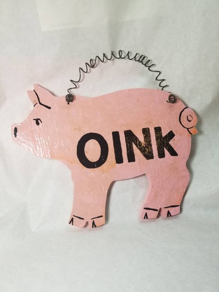 Country Pig Sign Pig Door Hanger Farm Sign Wire Hung Wood | Etsy
